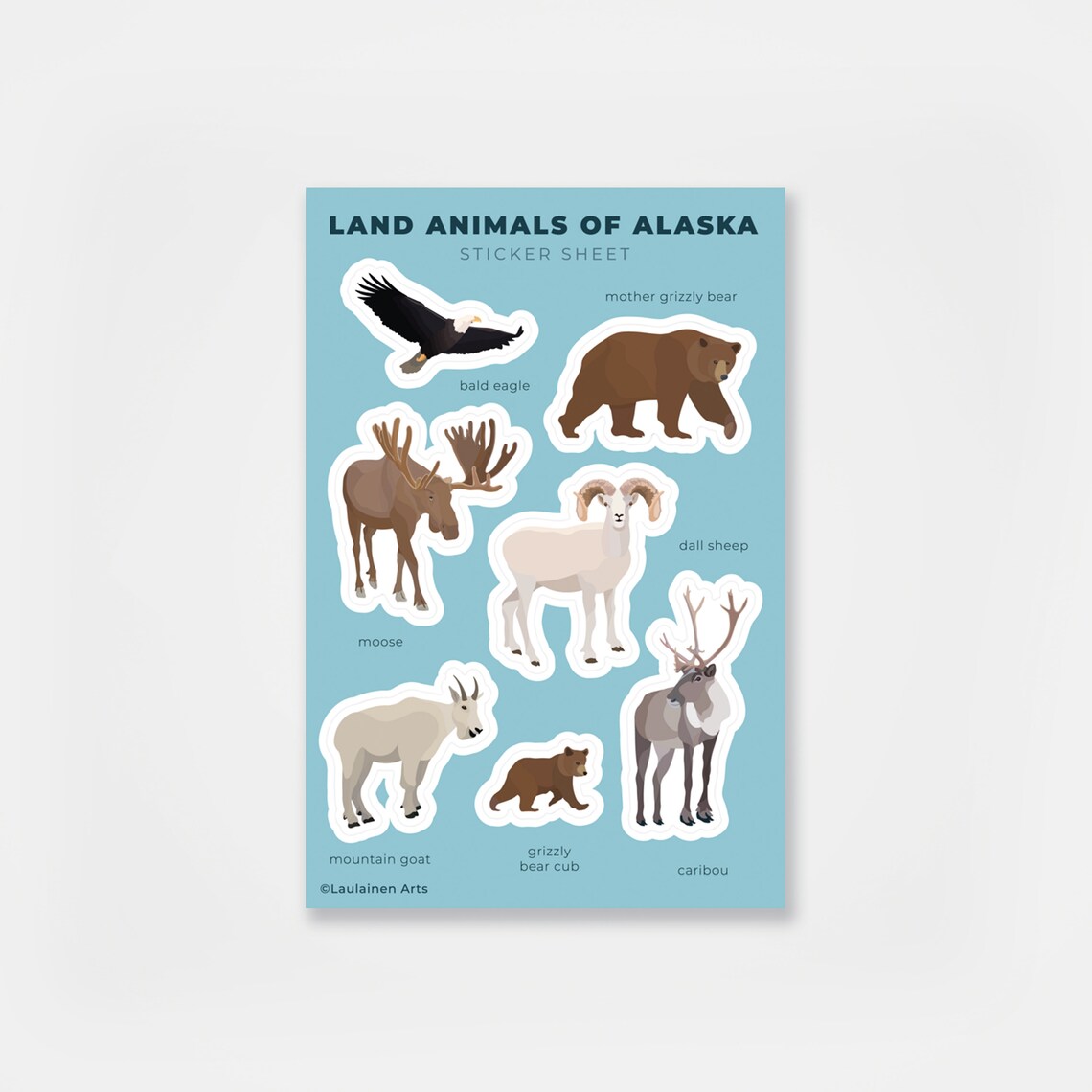 Land Animals of Alaska Sticker Sheet - Etsy