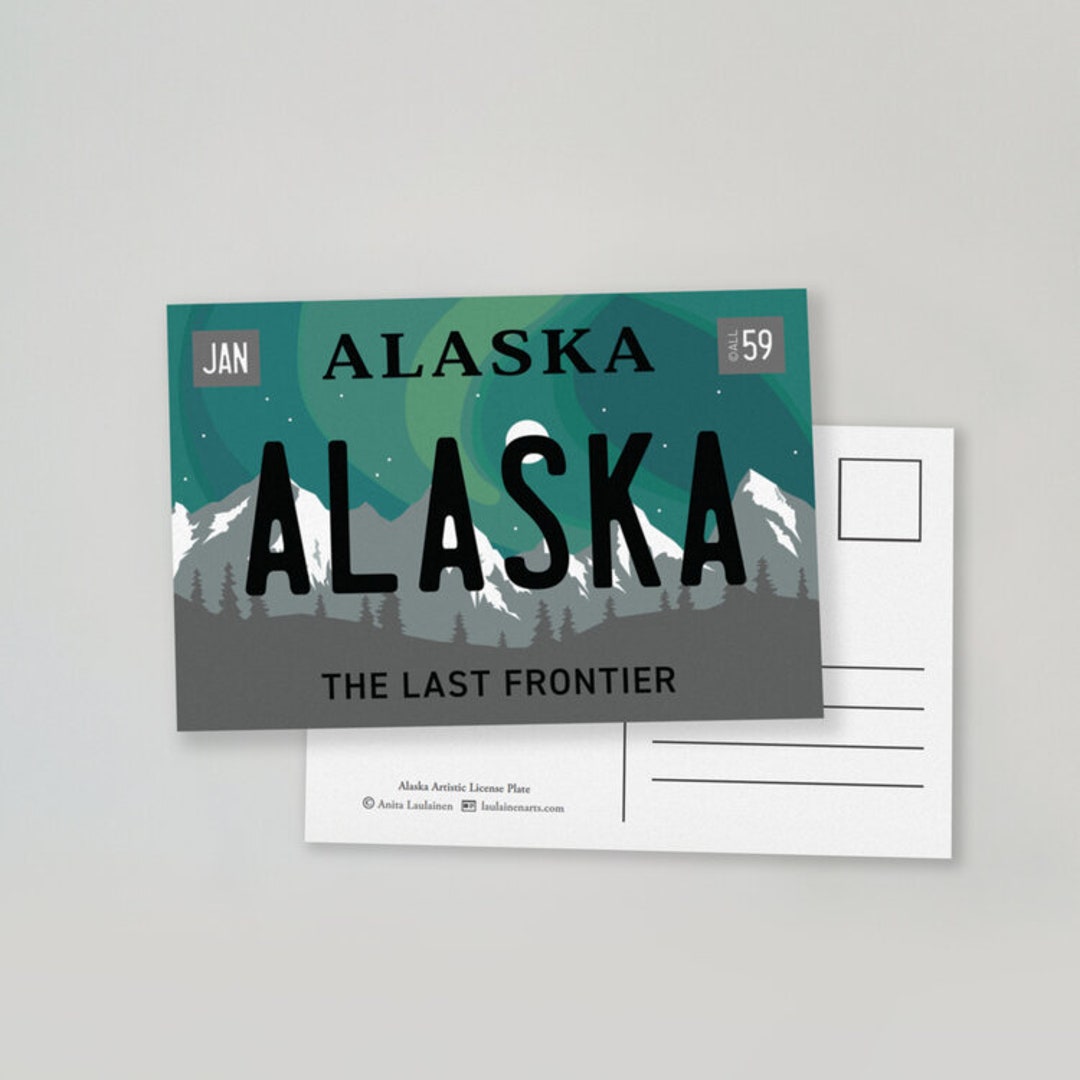 Northern Lights Alaska Aurora License Plate Postcard - Etsy