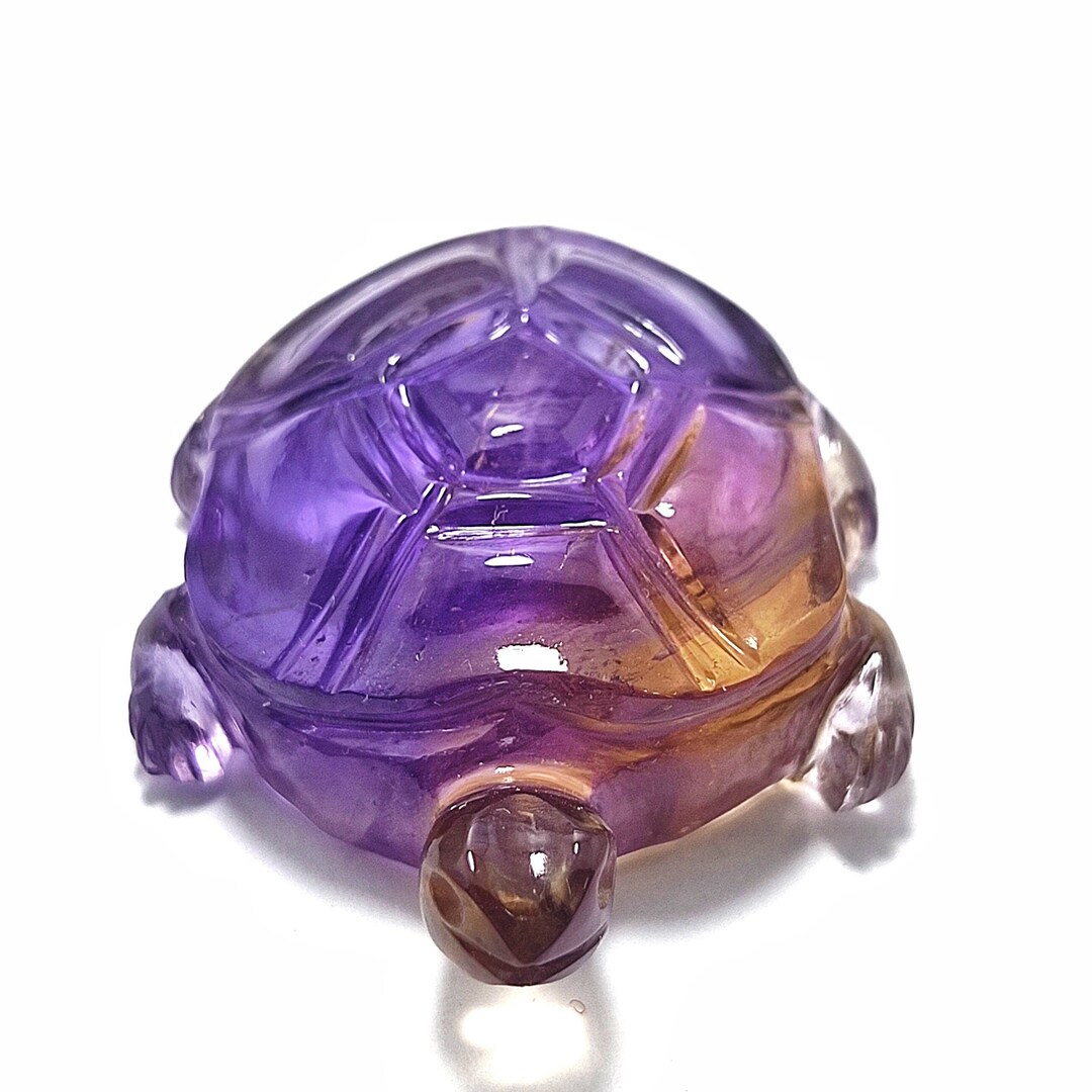 Carved Ametrine Turtle Figurine: Natural Gemstone Carving (40x27mm) - Etsy