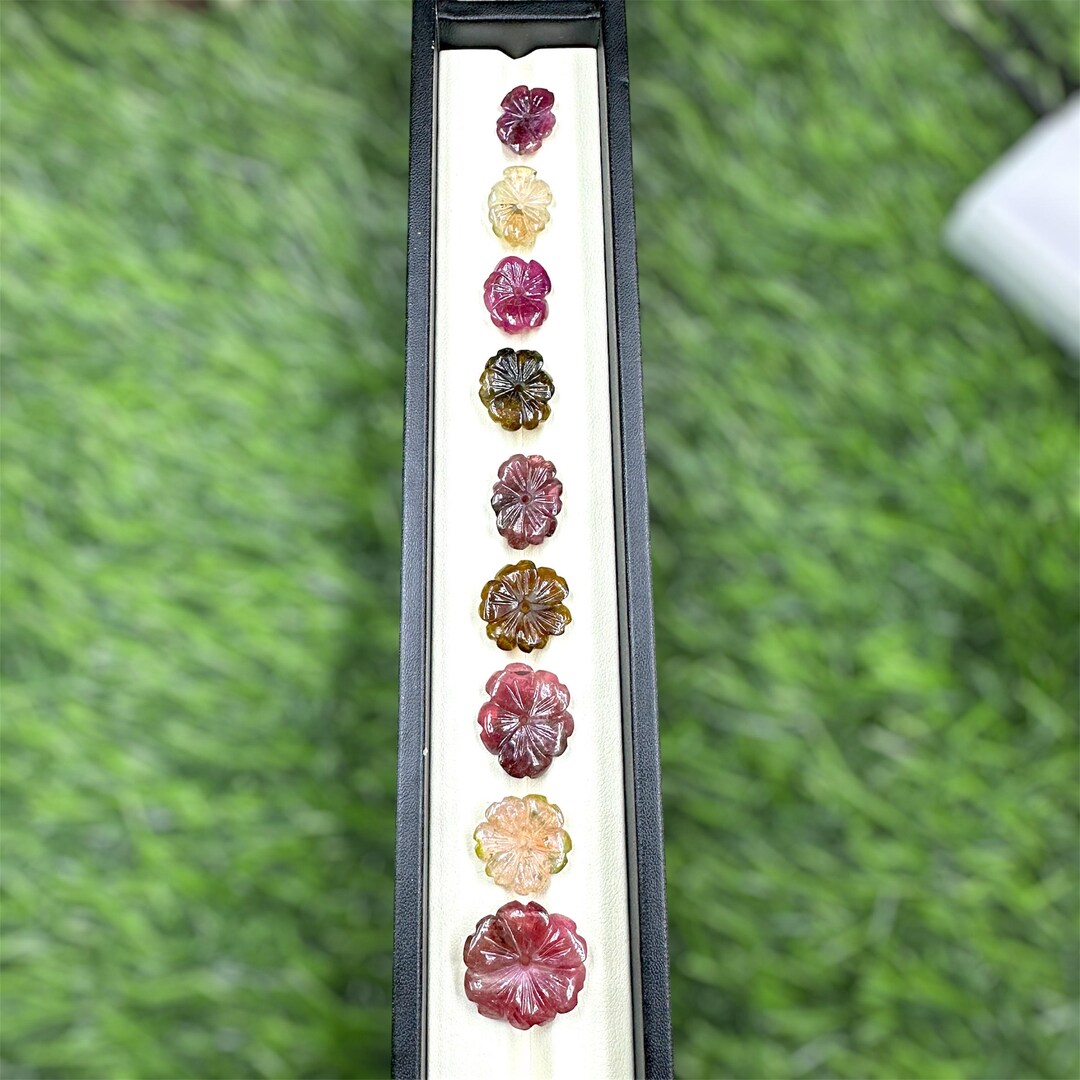 Natural Tourmaline Flower Carving Loose Gemstone, Tourmaline Jewelry ...