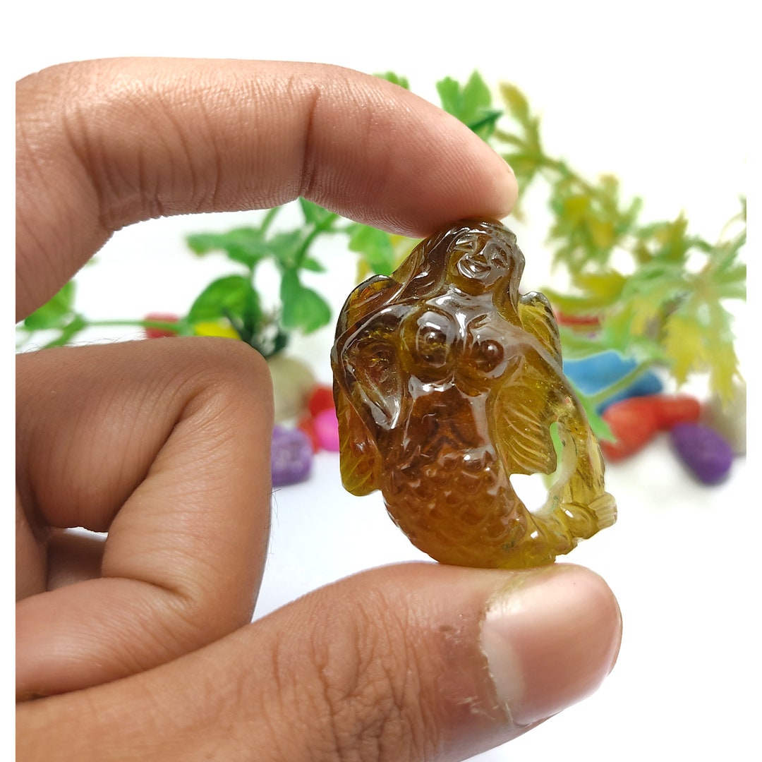 Tourmaline Carving: Mughal Art Mermaid Gemstone (82.25 Carat) - Etsy