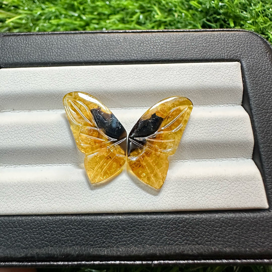 Genuine Bi Tourmaline Butterfly Wings, 9x18 MM Bio Tourmaline Carved ...