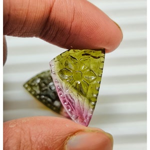 21.30 Carats Natural Antique Tri Color Tourmaline Slices Pair || 2 ...