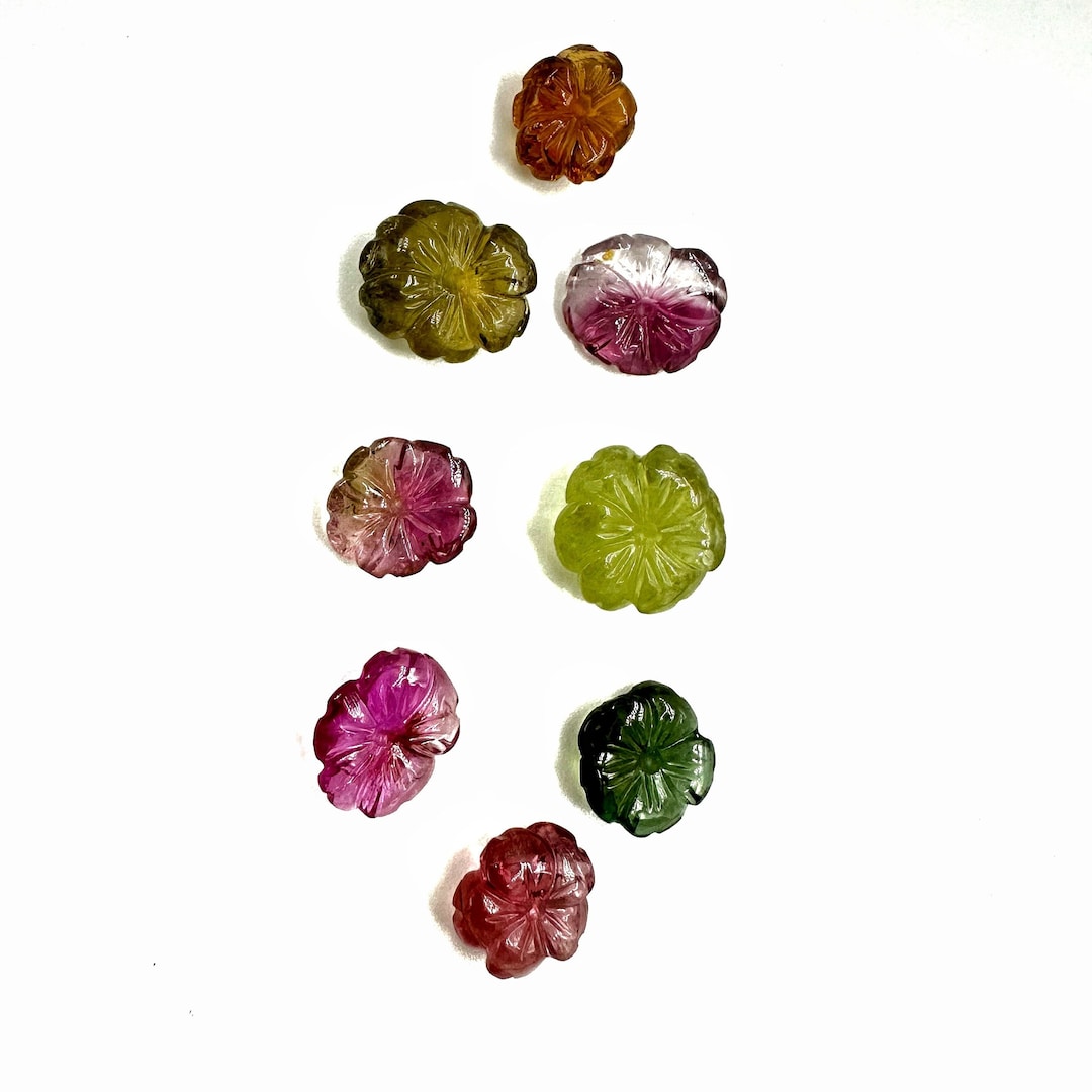 Natural Multi Tourmaline Carved Gemstone Flower Handmade Beautiful ...
