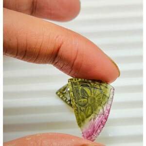 21.30 Carats Natural Antique Tri Color Tourmaline Slices Pair || 2 ...