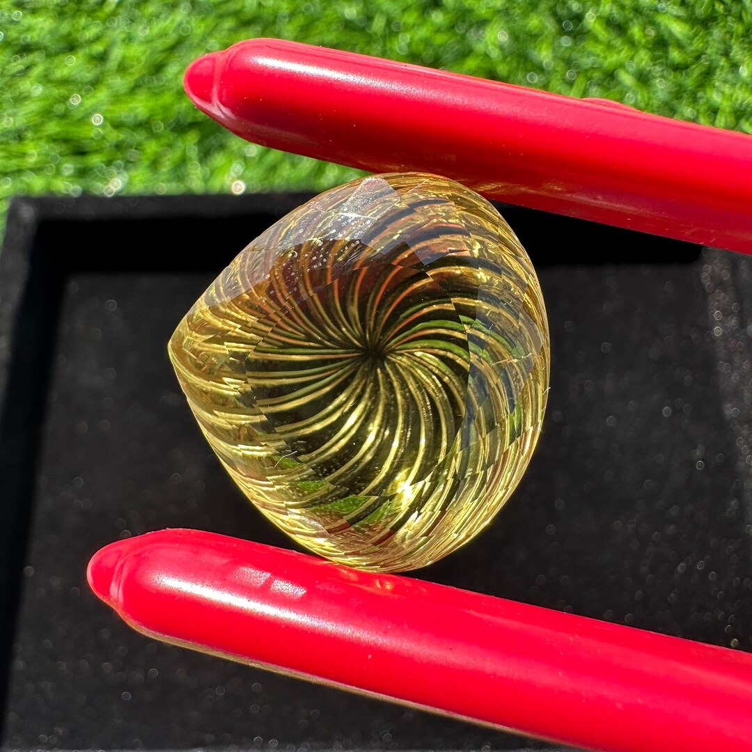 Hand Carved Lemon Cut Stone, Fantasy Carved Gemstone for Making Pendant ...