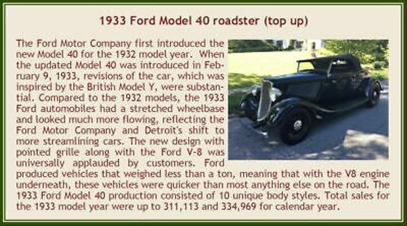 1933 Ford Model 40 Roadster Top-up Scale Model in 1:43 Scale by Esval ...