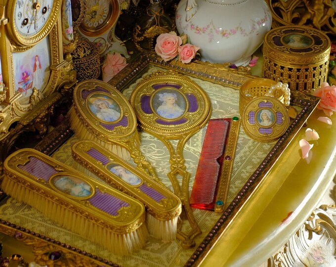 Antique Rare French Vanity Boudoir Set in Purple Rococo 11 Items - Etsy