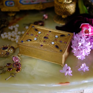 Antique Jewelry Box Apollo Jeweled Trinket Box - Etsy
