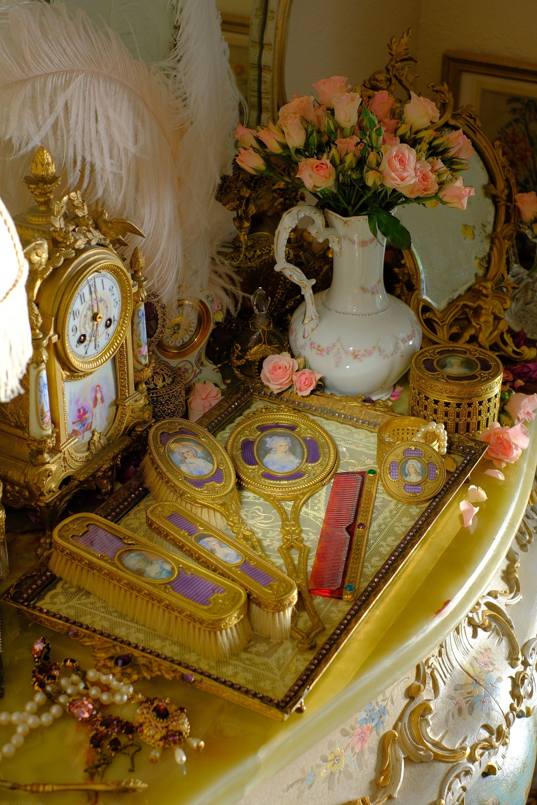 Antique Rare French Vanity Boudoir Set in Purple Rococo 11 Items - Etsy