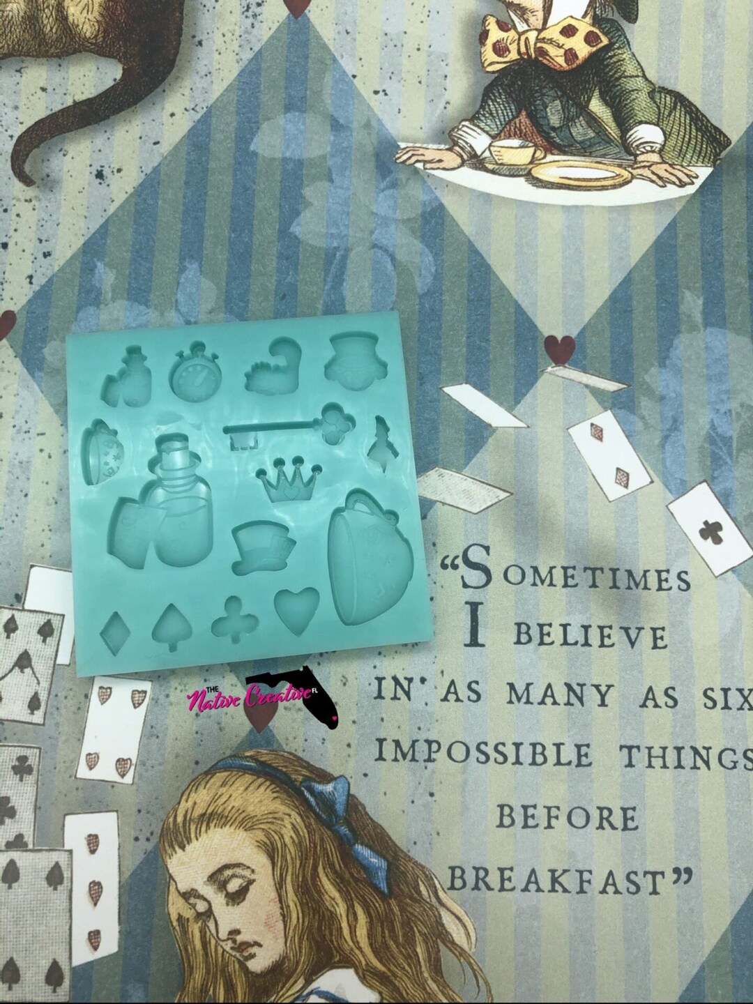 Alice in Wonderland Themed Shaker Bits /earring Studs Silicone Mold ...