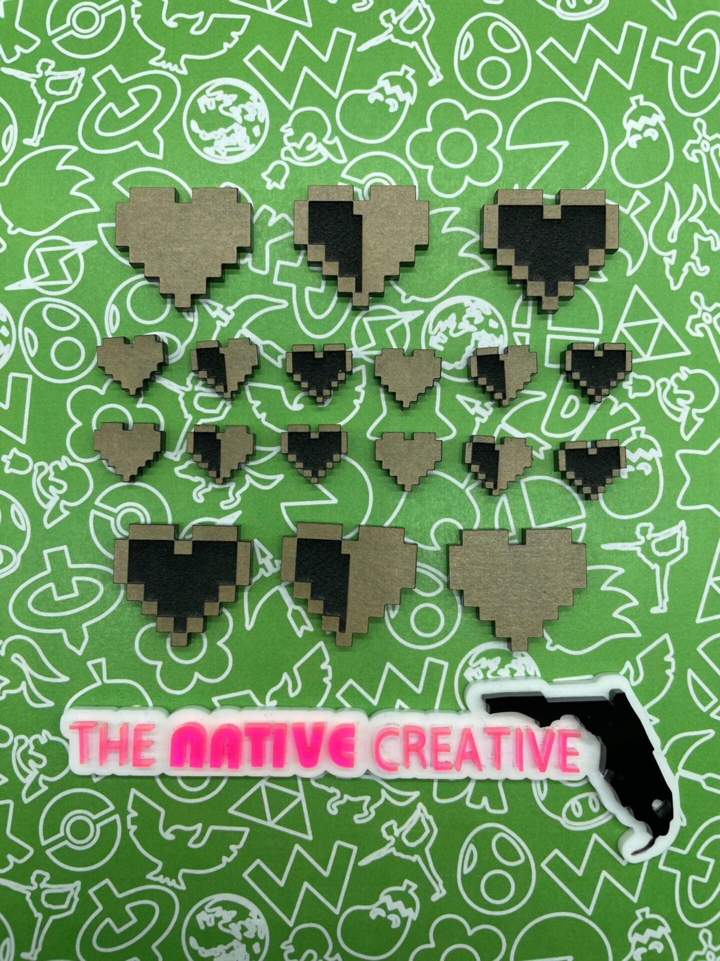 8 Bit Hearts Multiple Shaker Bits /earring Studs Silicone Mold for ...