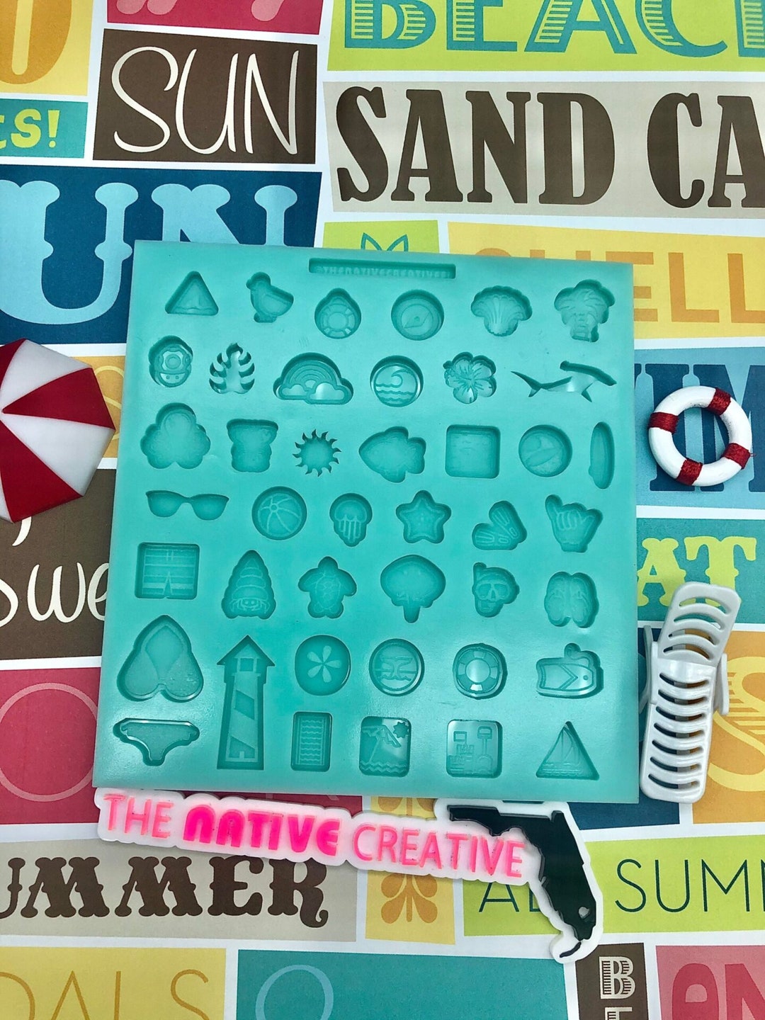 Summer Beachin’ Earring Studs/ Shaker Bits Silicone Mold for Resin ...