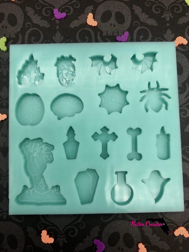 Spooky Halloween Version 2 Shaker Bits Earring Studs Silicone Mold ...