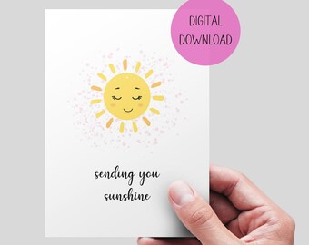 Sending You Sunshine Card, Printable Greeting Card, Thinking of You ...