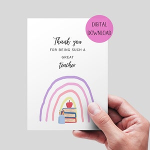 Teacher Appreciation Printable Card Teacher Appreciation Digital Card ...