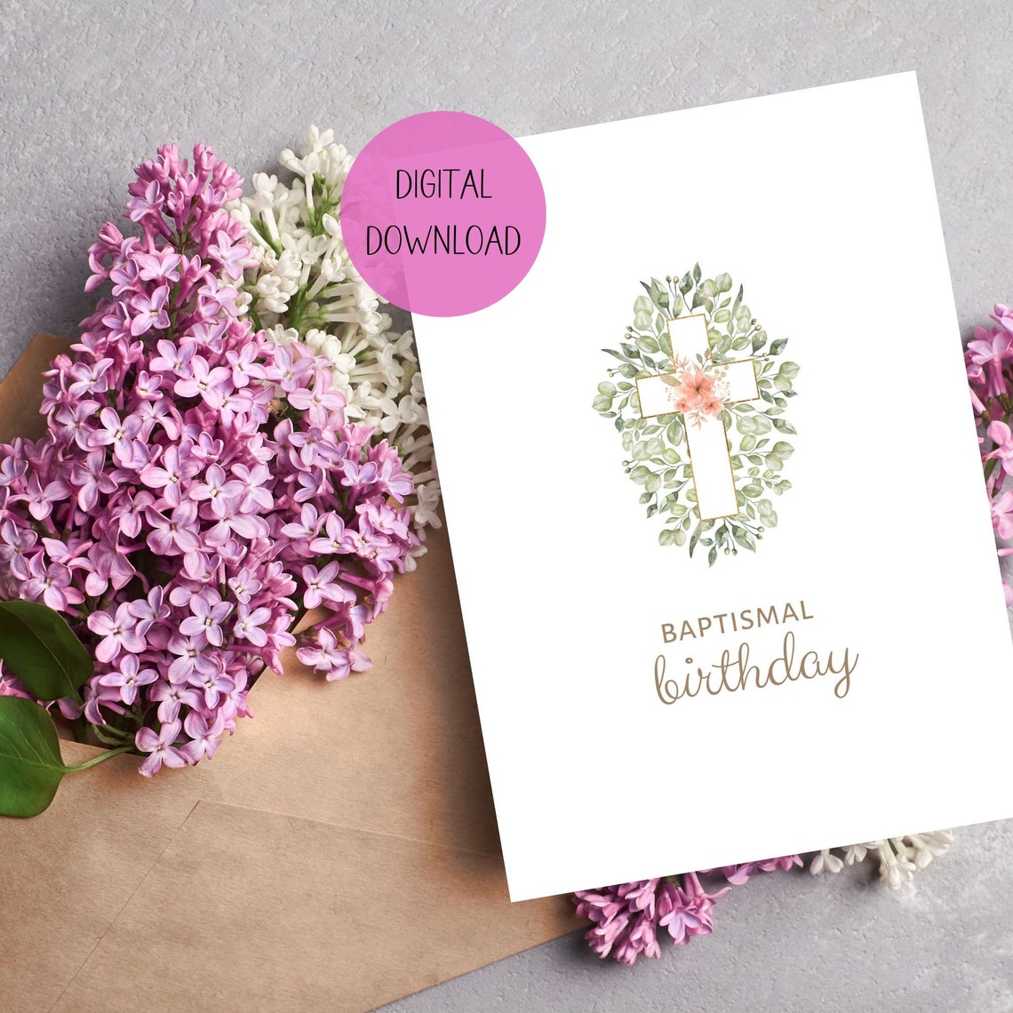 Baptismal Birthday Printable Card, Instant Download . Christian Baptism ...