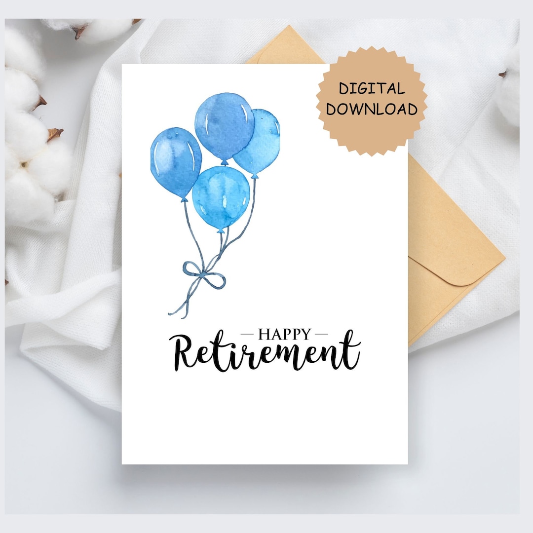 Happy Retirement - Printable Leaving Job Card - Retirement. Blue ...