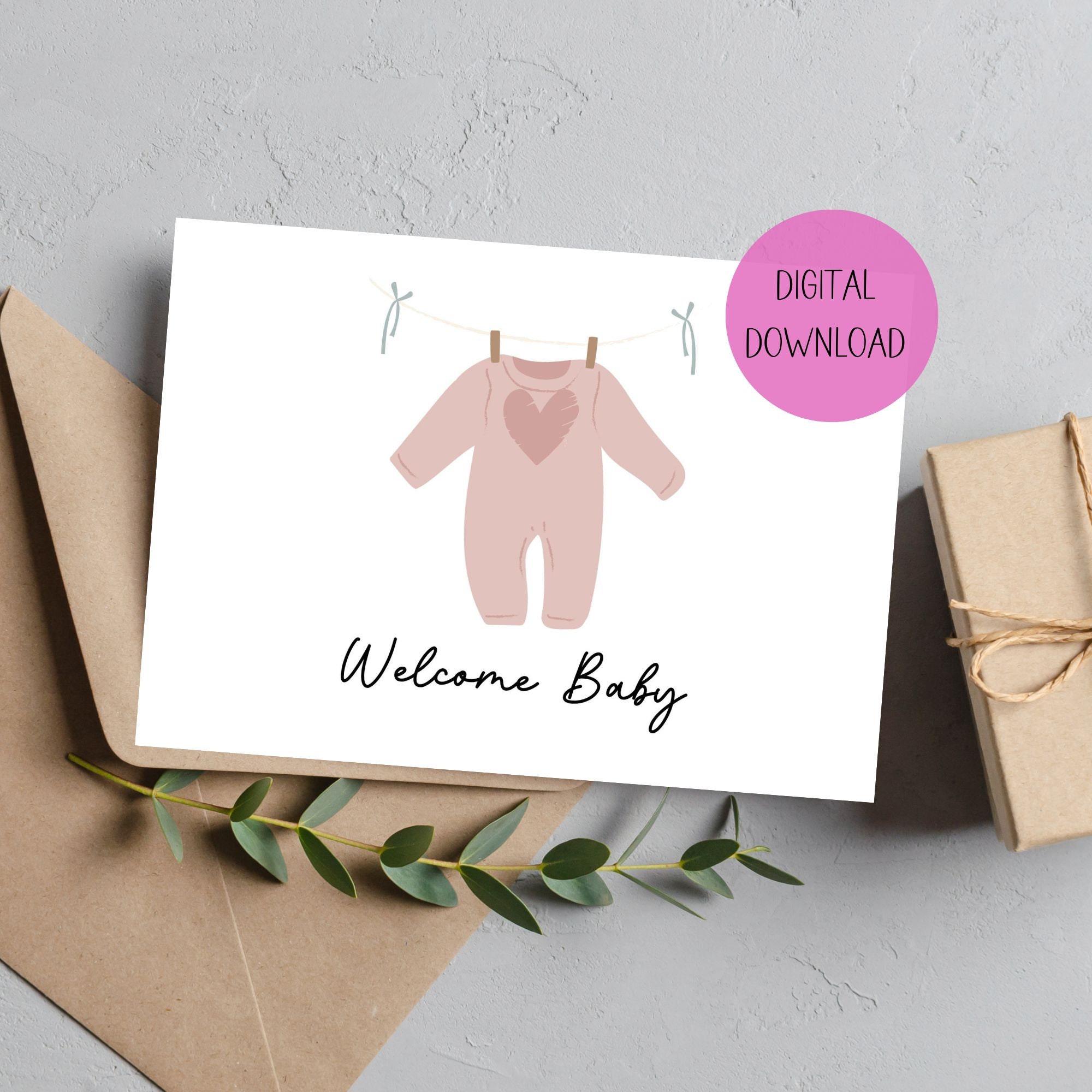 Welcome Baby Printable Card. Baby Shower Card. Digital Download ...