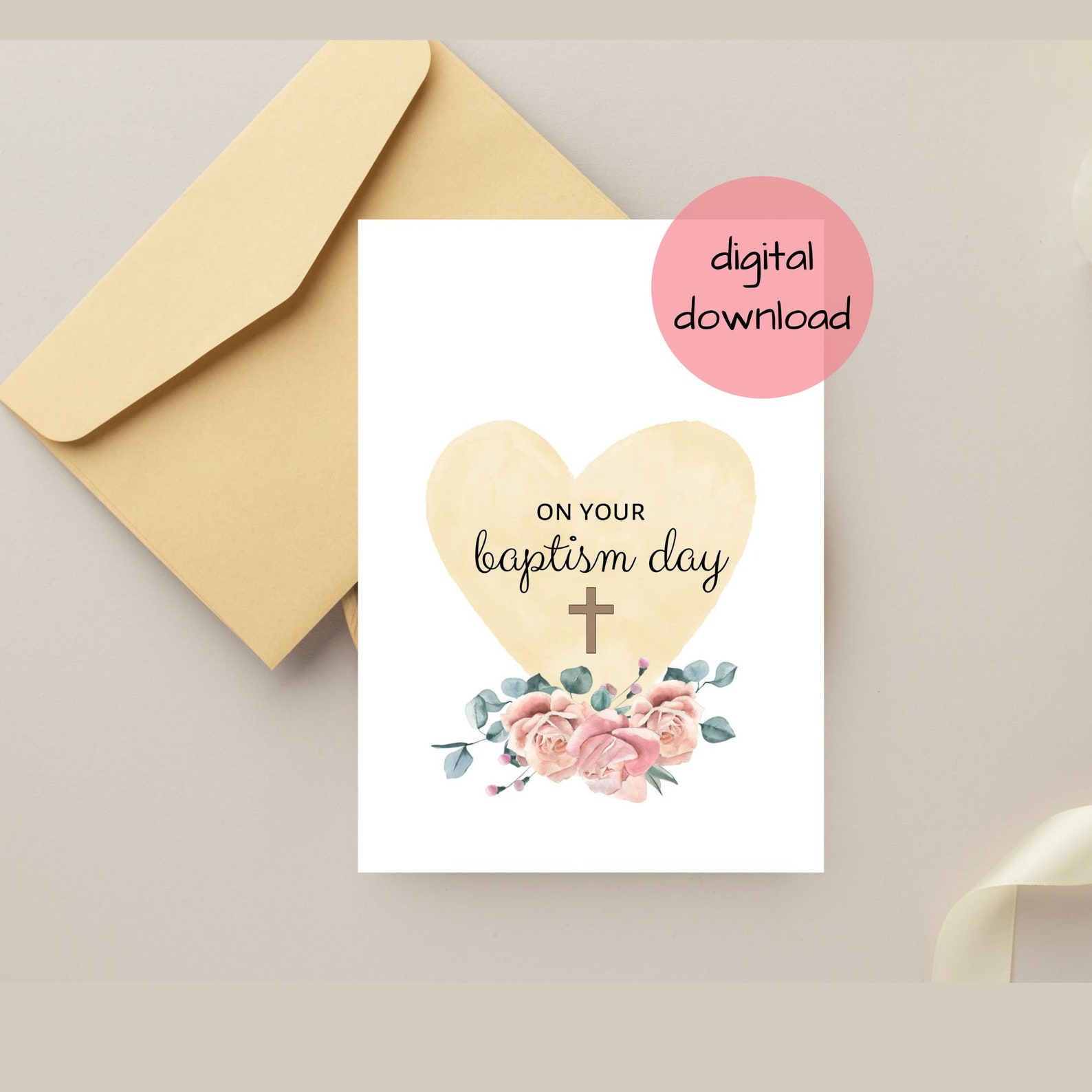 Baptism Printable Card, Instant Download . Christian Baptism Card ...