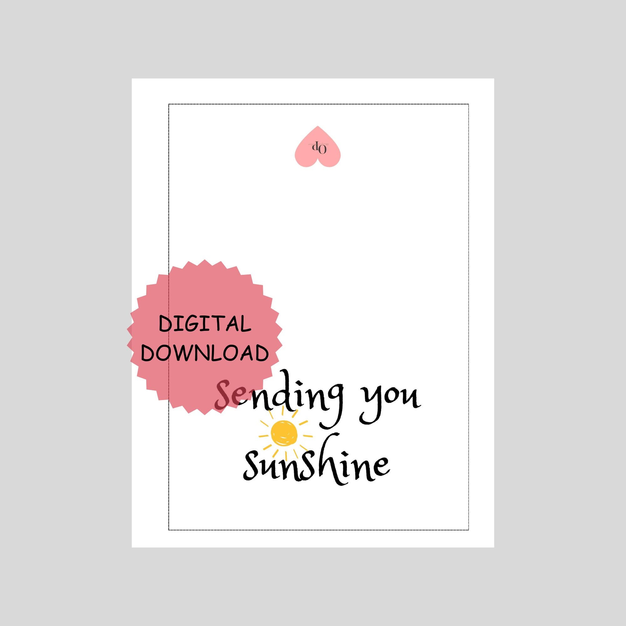 Sending You Sunshine Card, Printable Greeting Card, Thinking of You ...