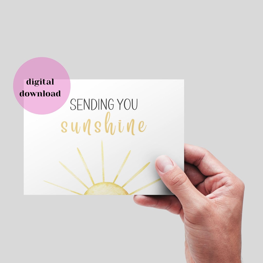 Sending You Sunshine Card, Printable Greeting Card, Thinking of You ...