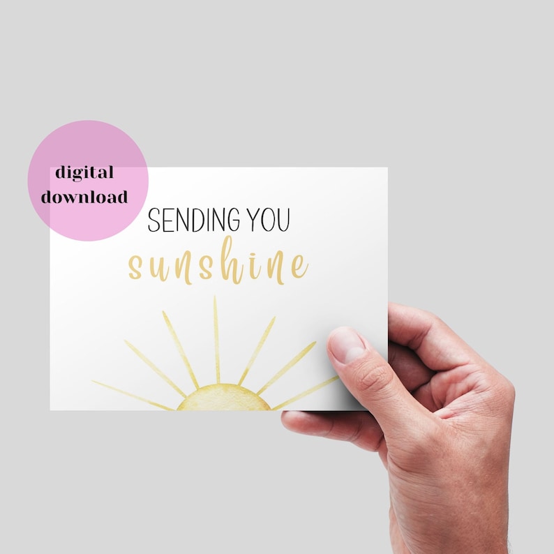 Sending You Sunshine Card, Printable Greeting Card, Thinking of You ...