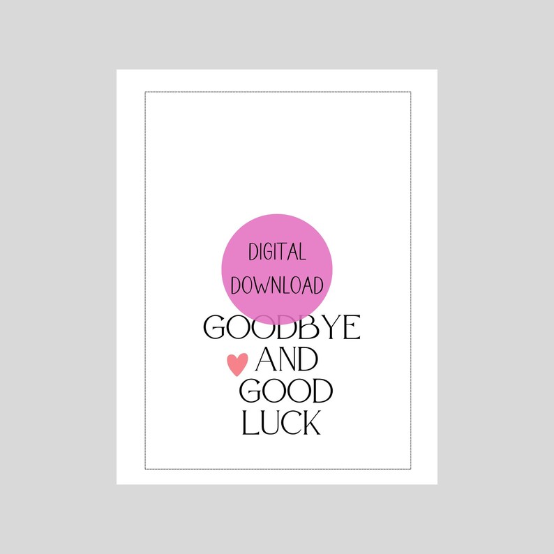 Goodbye and Good Luck Printable Card - Digital Retirement/farewell ...