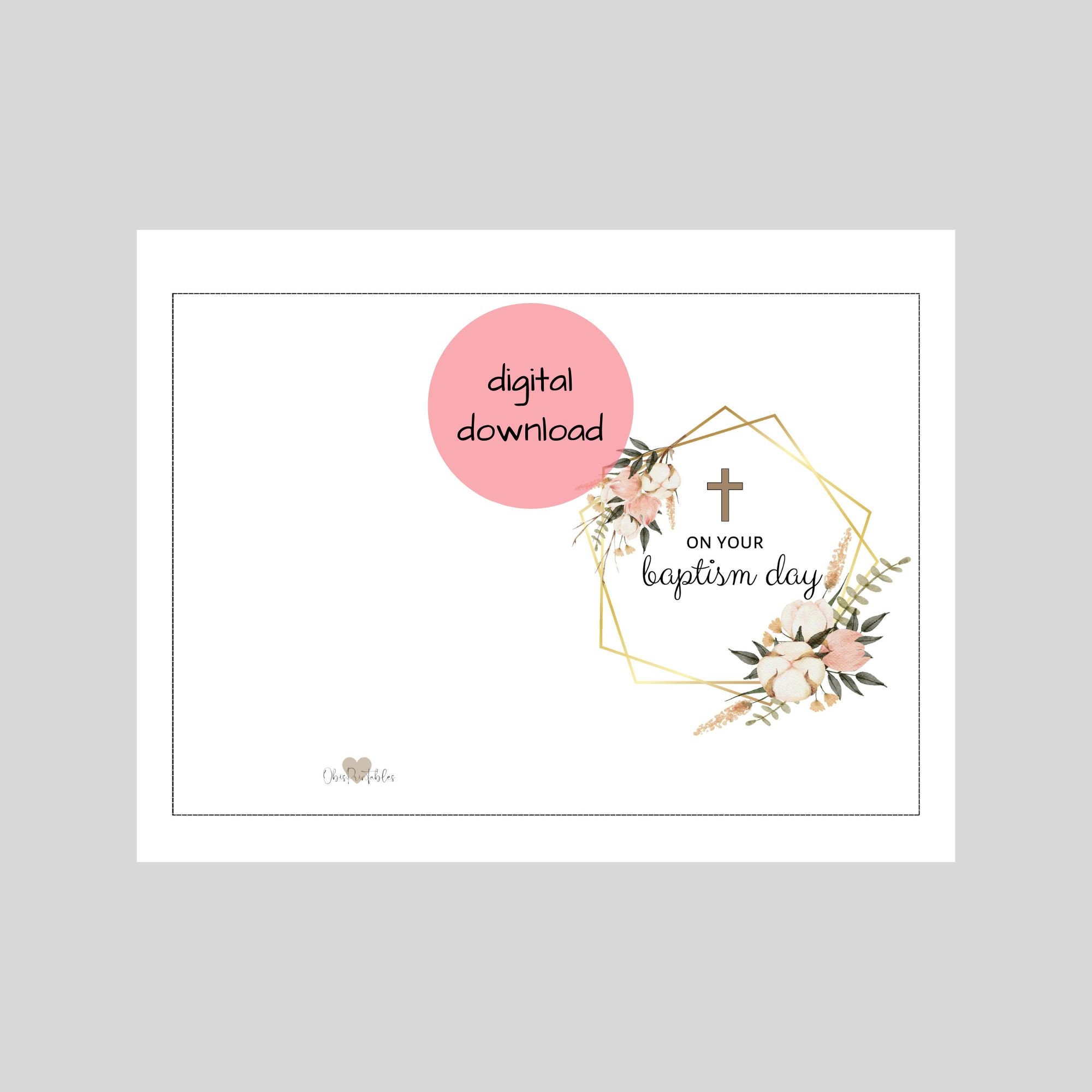 Baptism Printable Card, Instant Download . Christian Baptism Card ...
