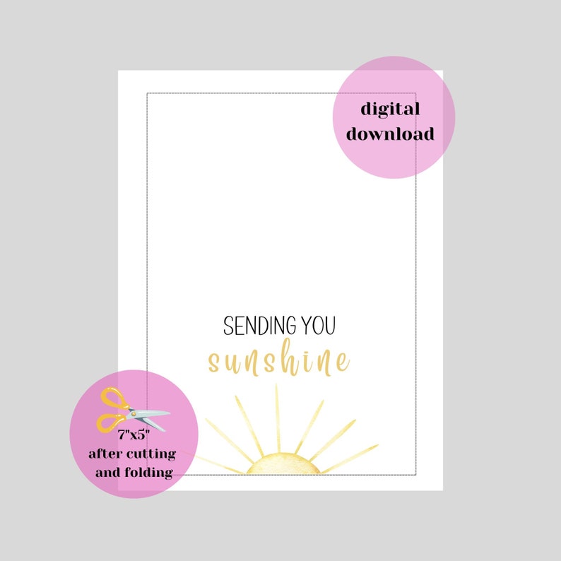 Sending You Sunshine Card, Printable Greeting Card, Thinking of You ...