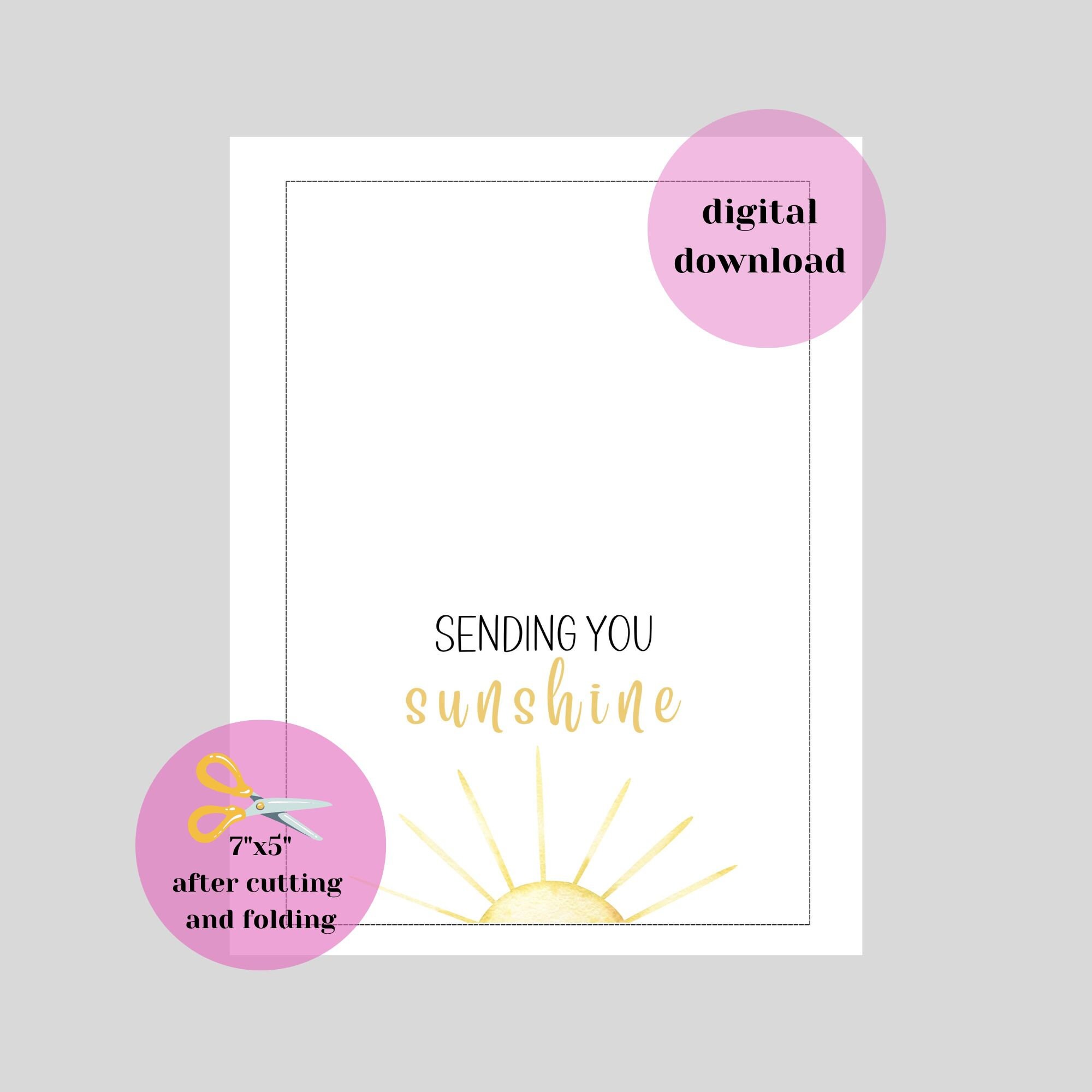 Sending You Sunshine Card, Printable Greeting Card, Thinking of You ...