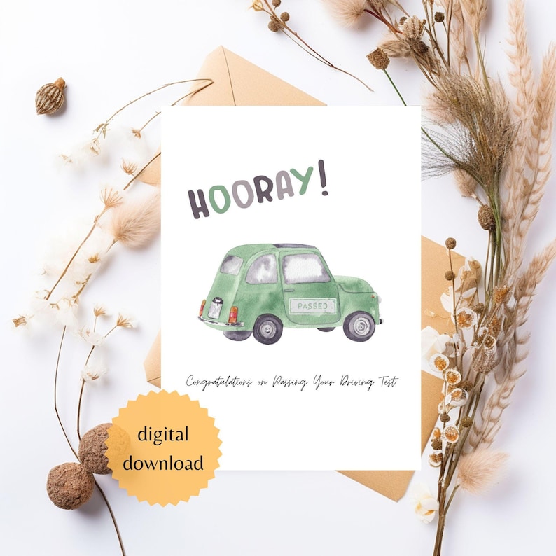 Congratulations on Passing Your Driving Test. Printable Card. DIGITAL ...