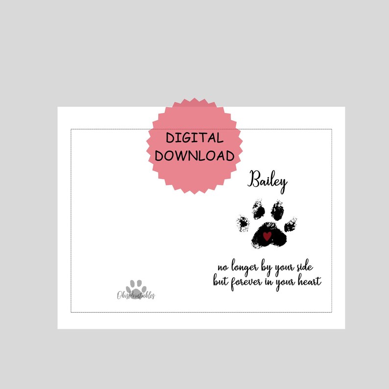 Dog Sympathy Card Printable, Editable Pet Name. Template Pet Condolence ...