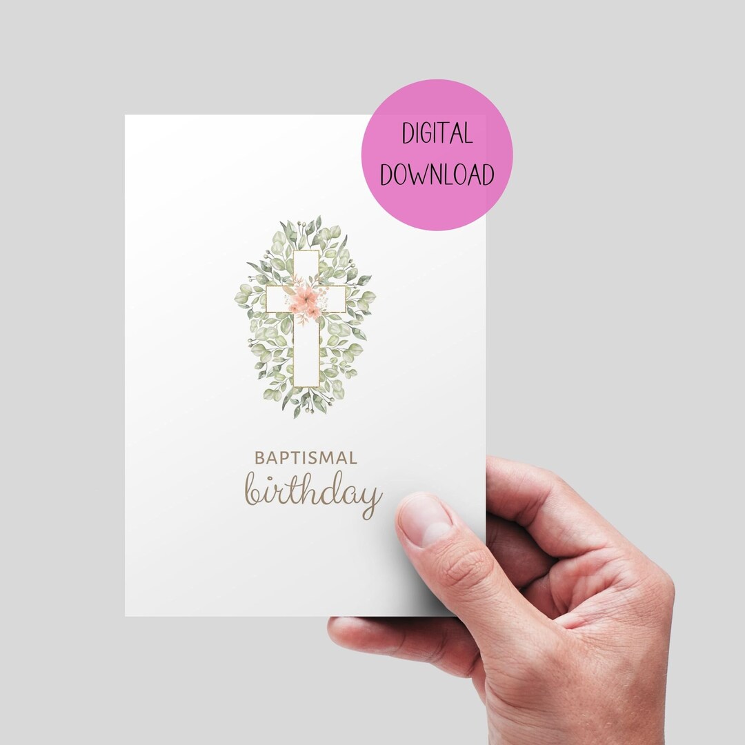 Baptismal Birthday Printable Card, Instant Download . Christian Baptism ...