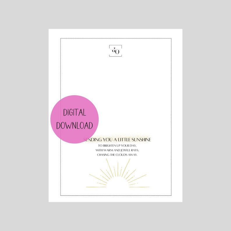Sending You Sunshine Card, Printable Greeting Card, Thinking of You ...