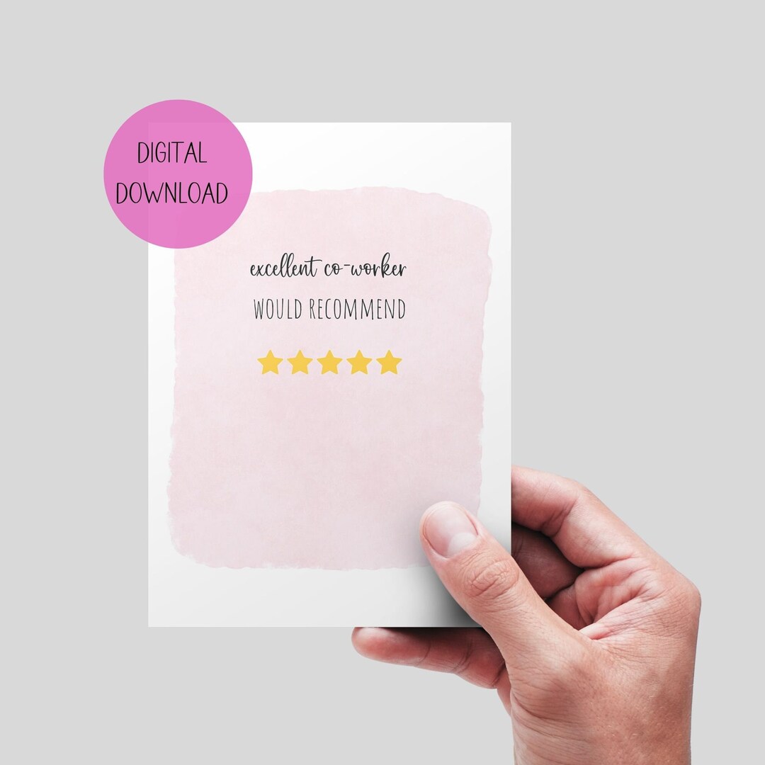 Excellent Co-worker Printable Card, Would Recommend Five Stars. Job ...