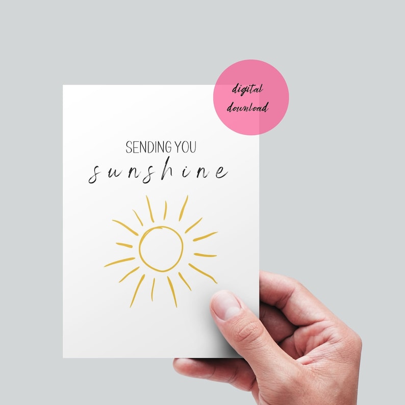 Sending You Sunshine Card, Printable Greeting Card, Thinking of You ...