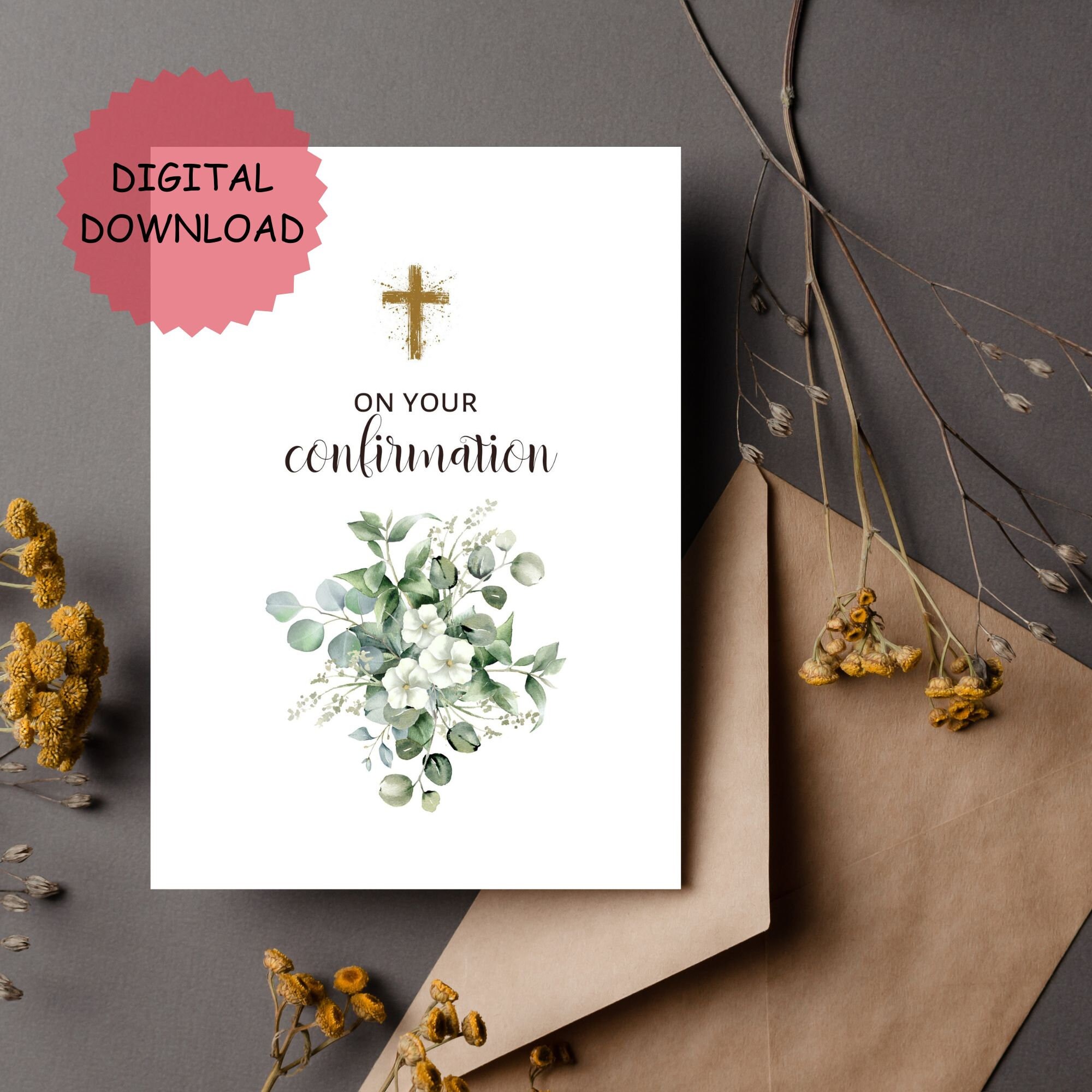 On Your Confirmation Day Card. Printable Card |floral Confirmation Card ...