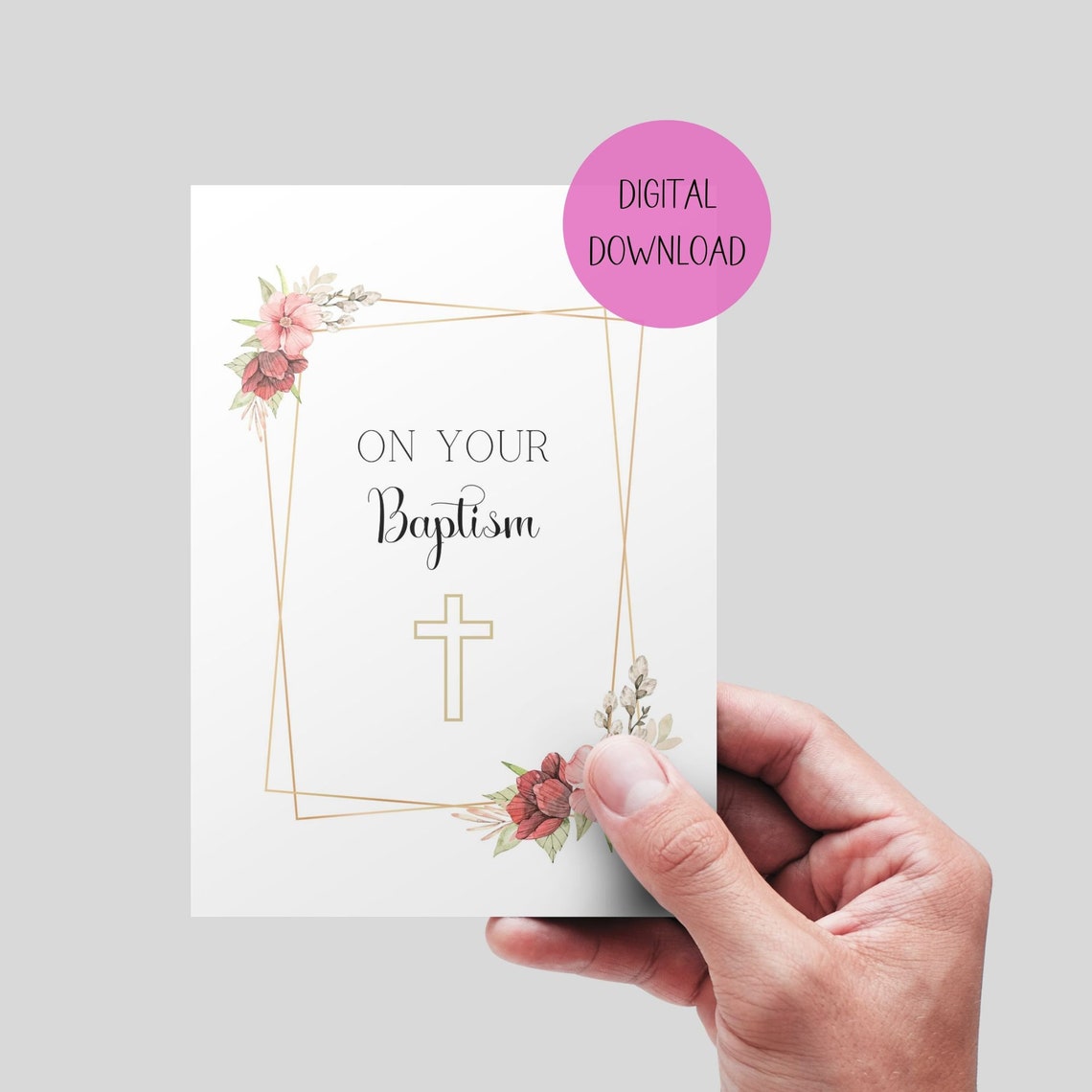 Baptism Printable Card, Instant Download . Christian Baptism Card ...