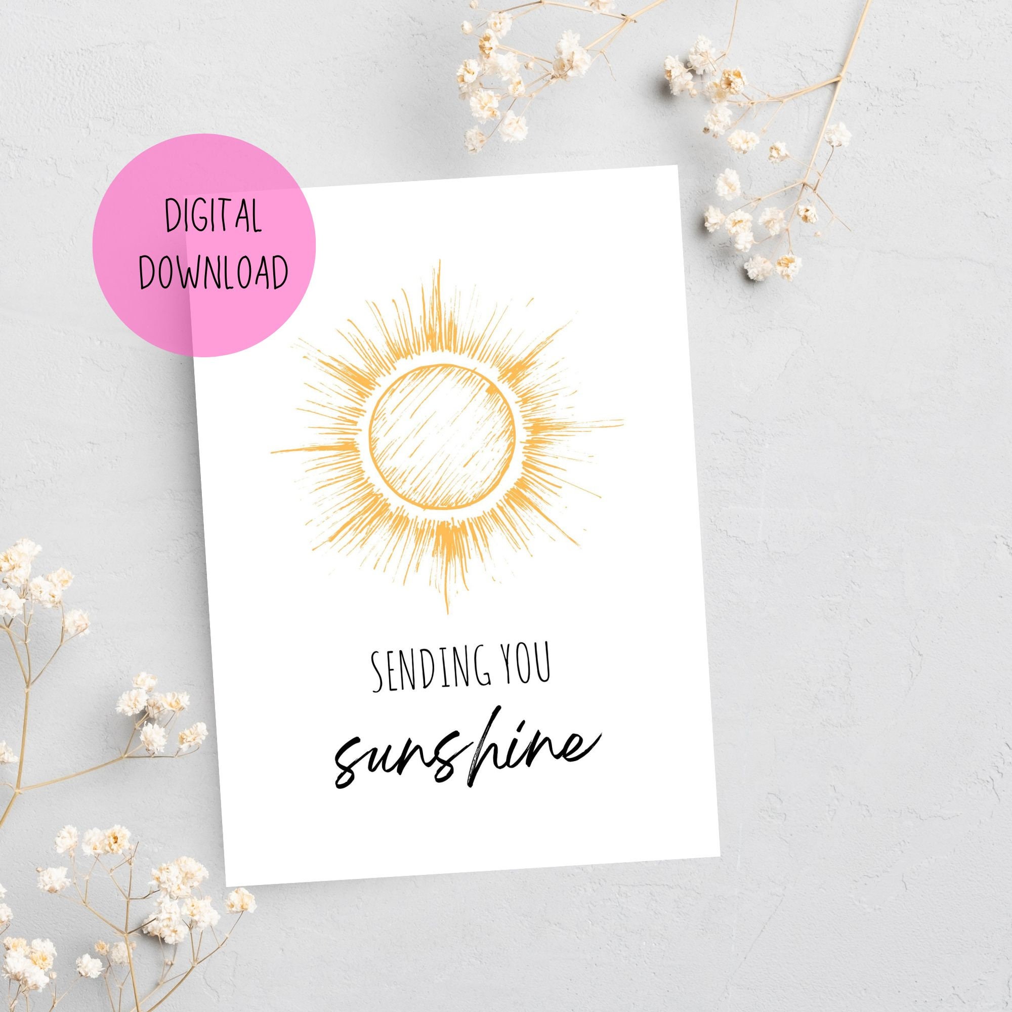 Sending You Sunshine Card, Printable Greeting Card, Thinking of You ...