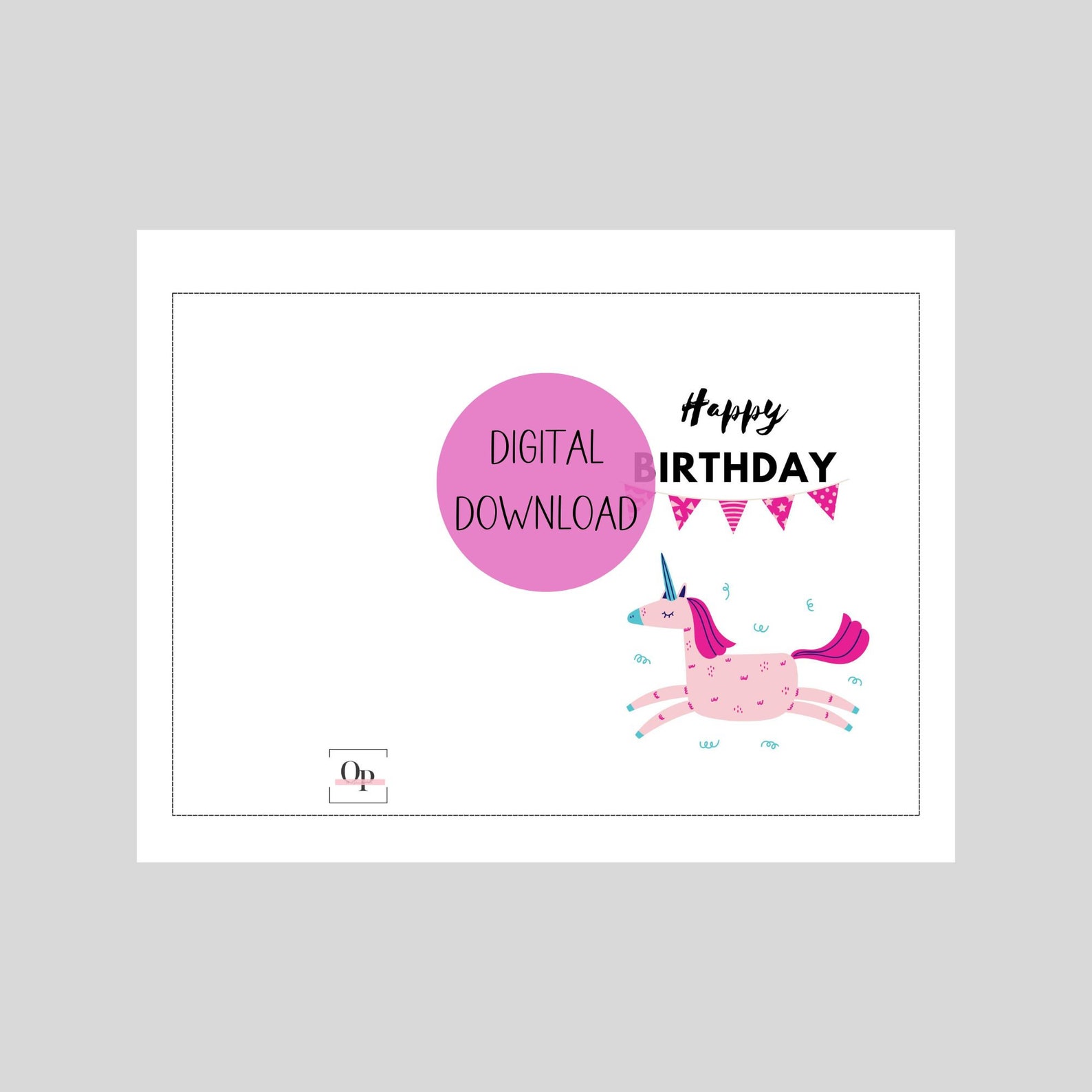 Unicorn Printable Birthday Card, Pink Unicorn Card for Kids, Cute ...