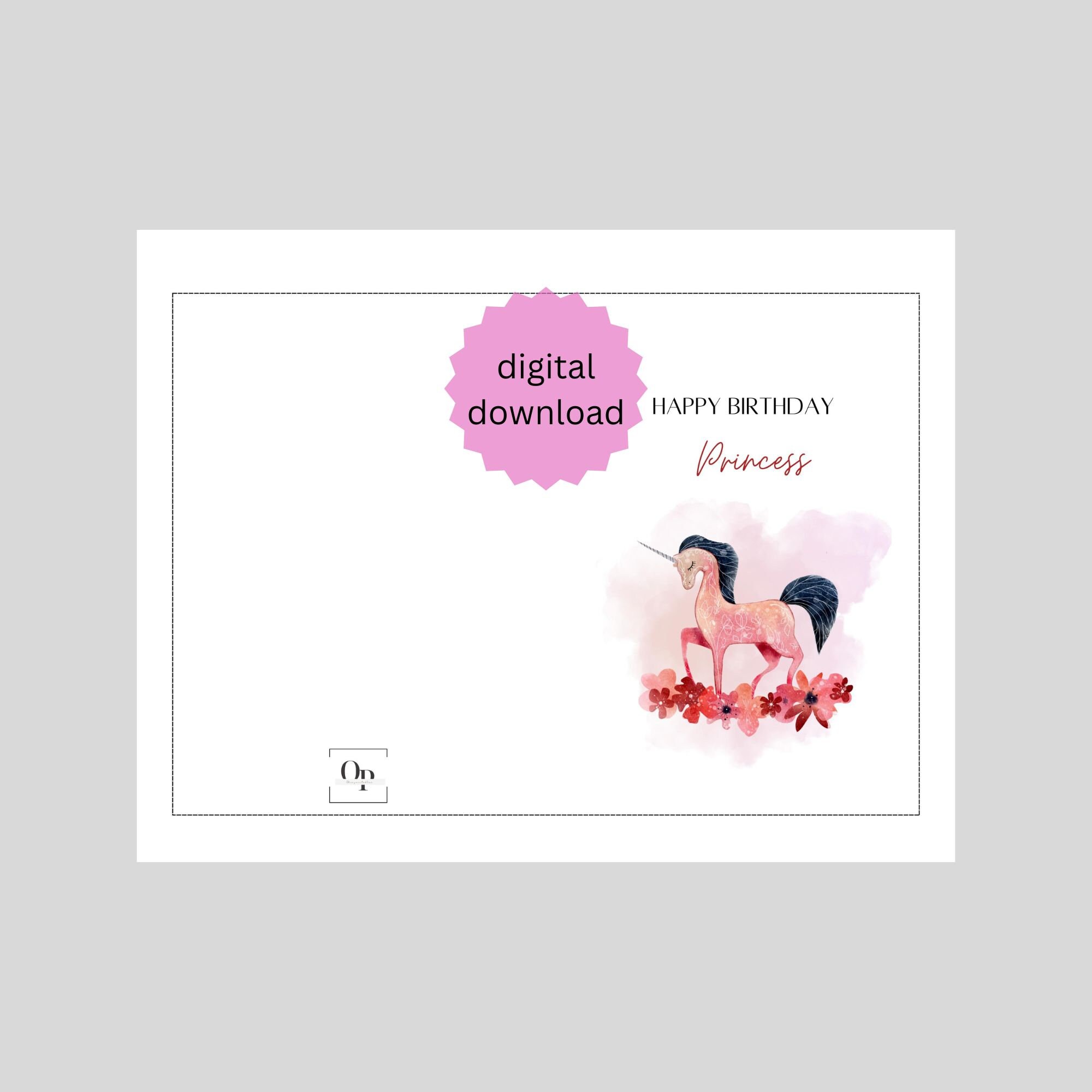 Unicorn Printable Birthday Card, Happy Birthday Princess, Cute Birthday ...