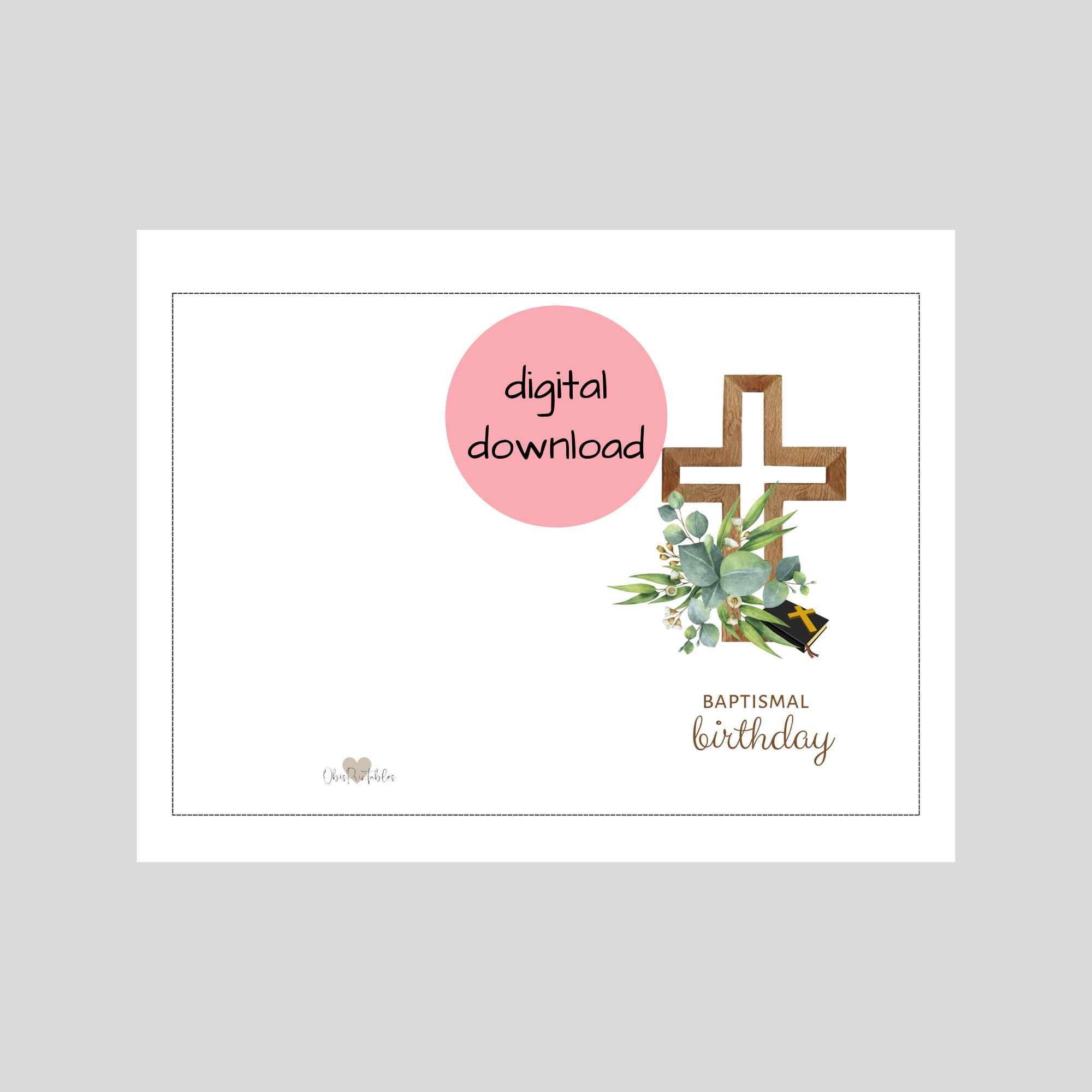 Baptismal Birthday Printable Card, Instant Download . Christian Baptism ...