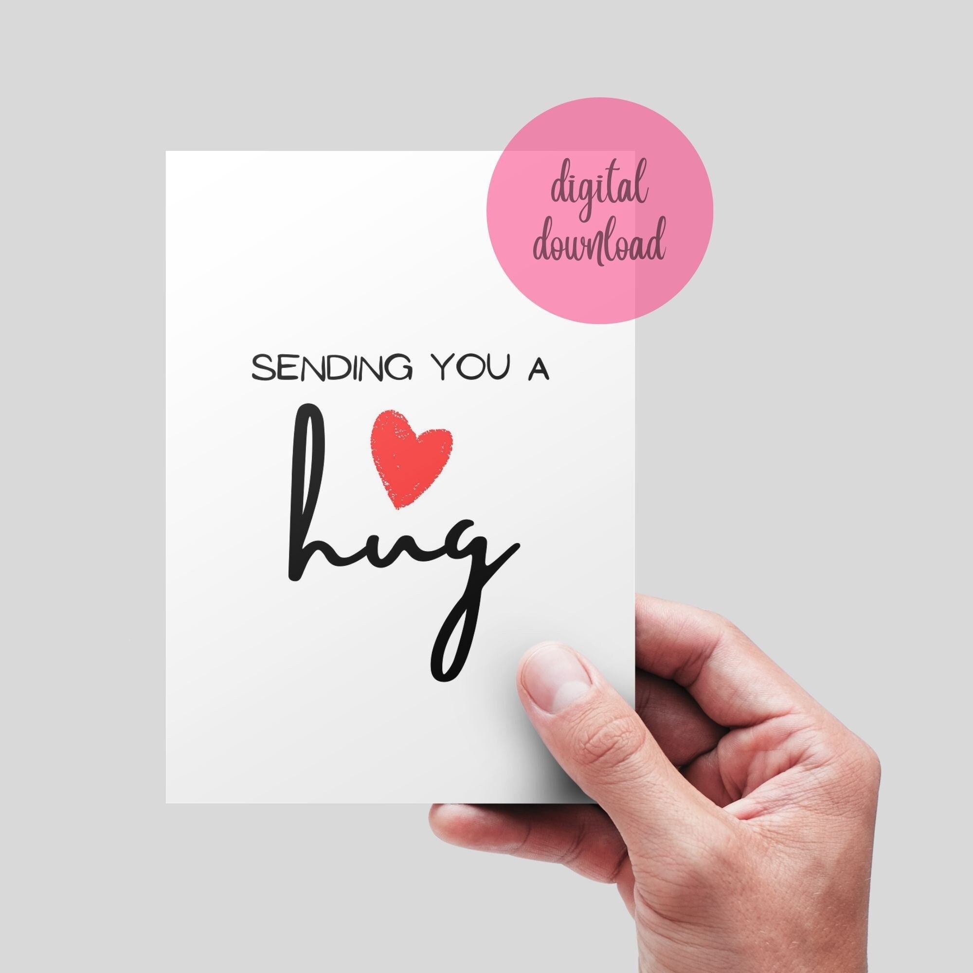 Sending You A Hug Printable Card. DIGITAL DOWNLOAD. Friendship Card ...