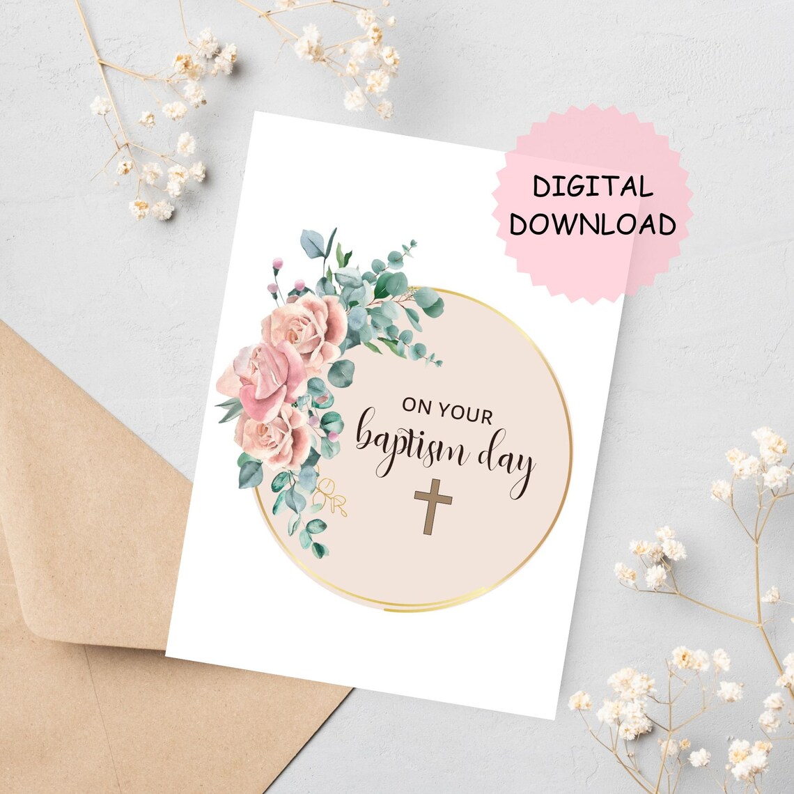 Baptism Printable Card, Instant Download . Christian Baptism Card ...