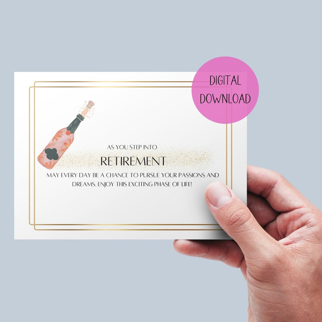 Retirement Printable Card, Retirement Card, Gold Card. DIGITAL DOWNLOAD ...