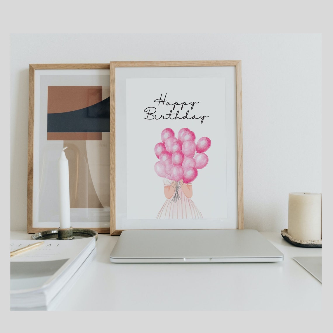 Pink Balloons Printable Birthday Card. Little Princess Birthday Card ...