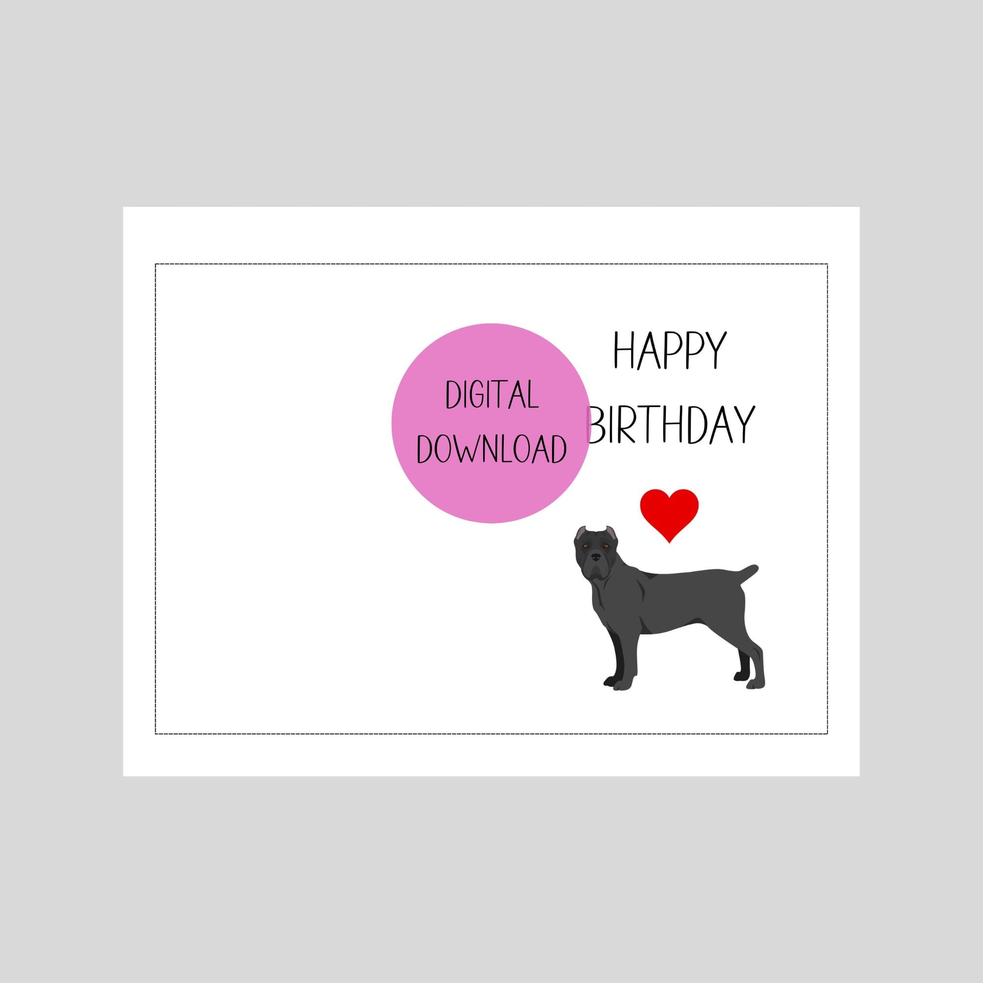 Cane Corso Birthday Printable Card Cane Corso Birthday Card. DIGITAL ...
