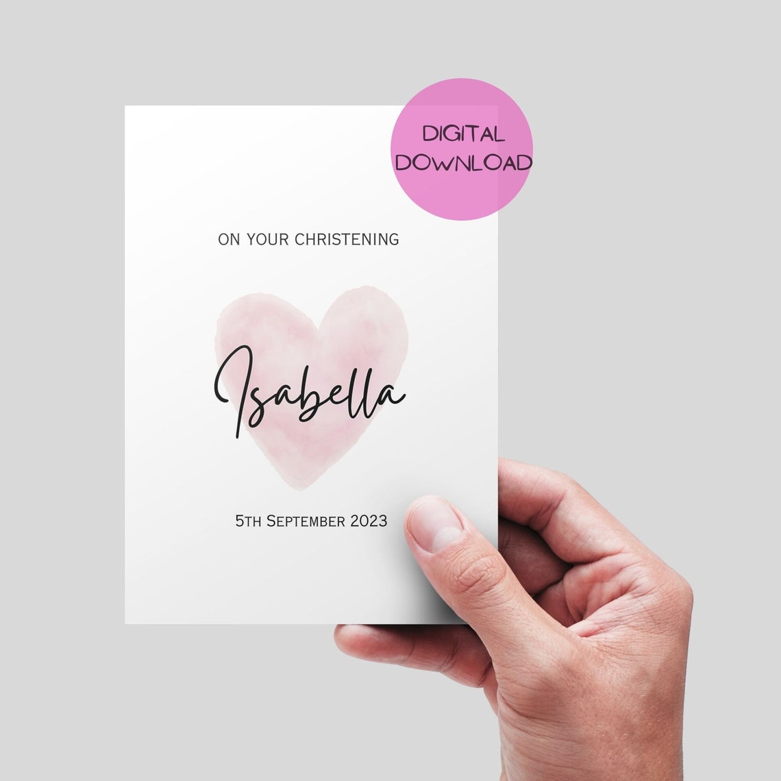 Christening Card Printable, Editable Name and Date. DIGITAL DOWNLOAD ...