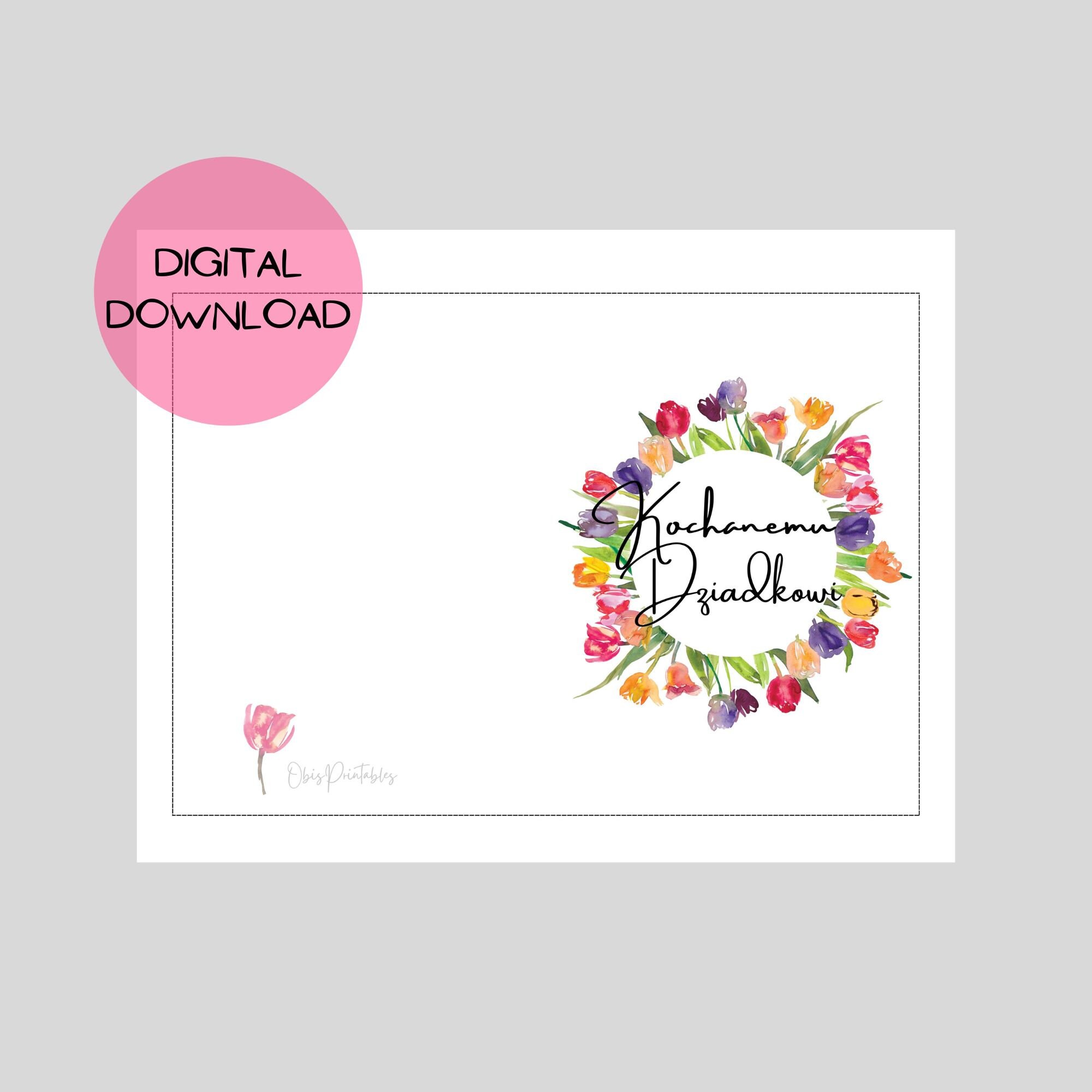 Polish Dziadek Printable Greeting Card. Kochanemu Dziadkowi DIGITAL ...